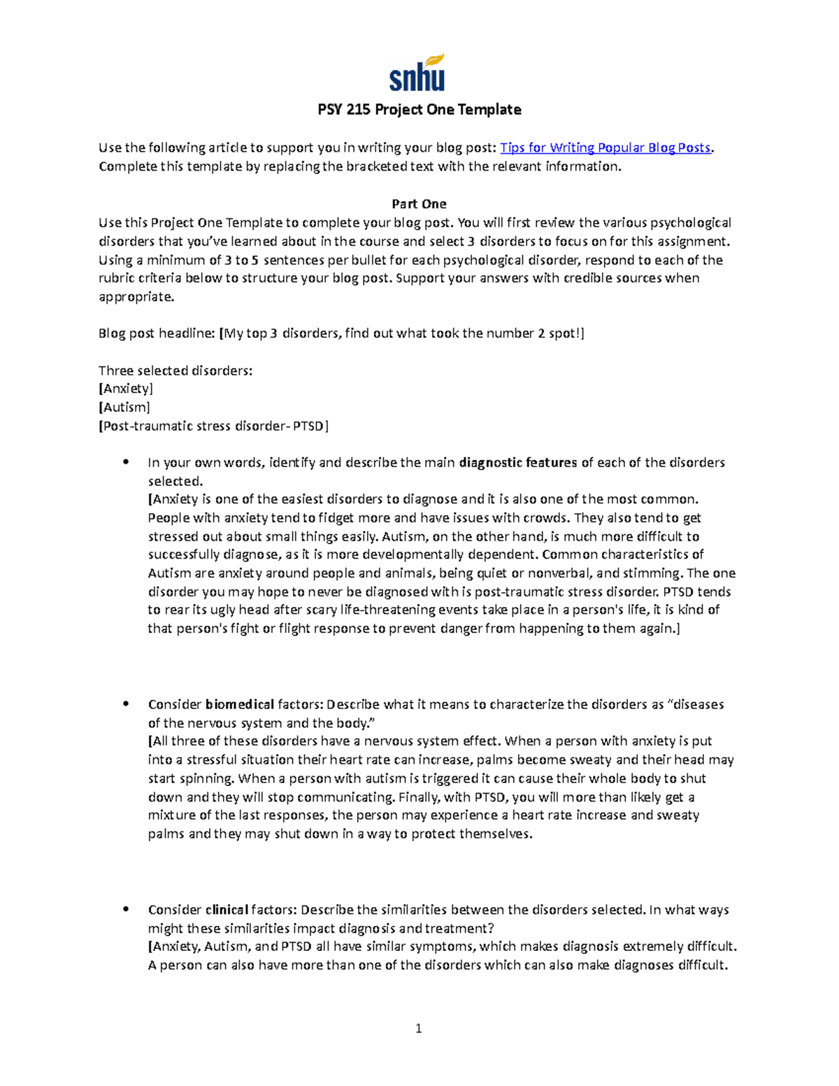 Project 1 - My assignment - PSY 215 Project One Template Use the ...