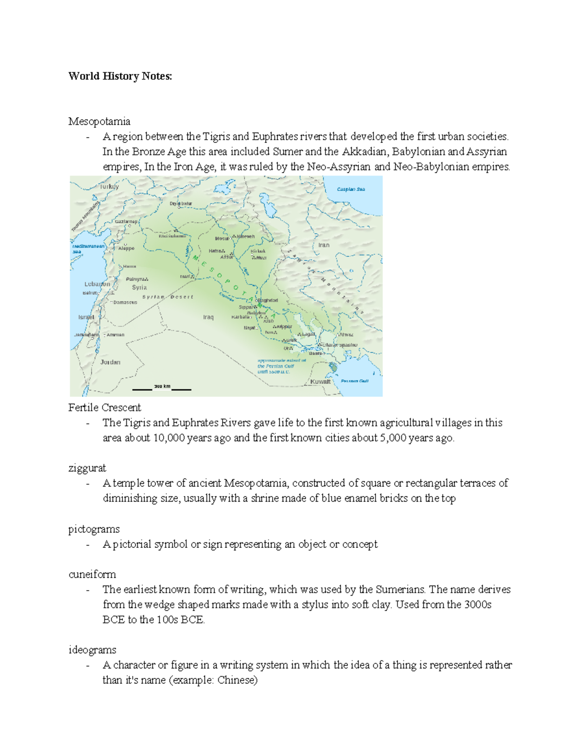 World History Notes - World History Notes: Mesopotamia - A region ...