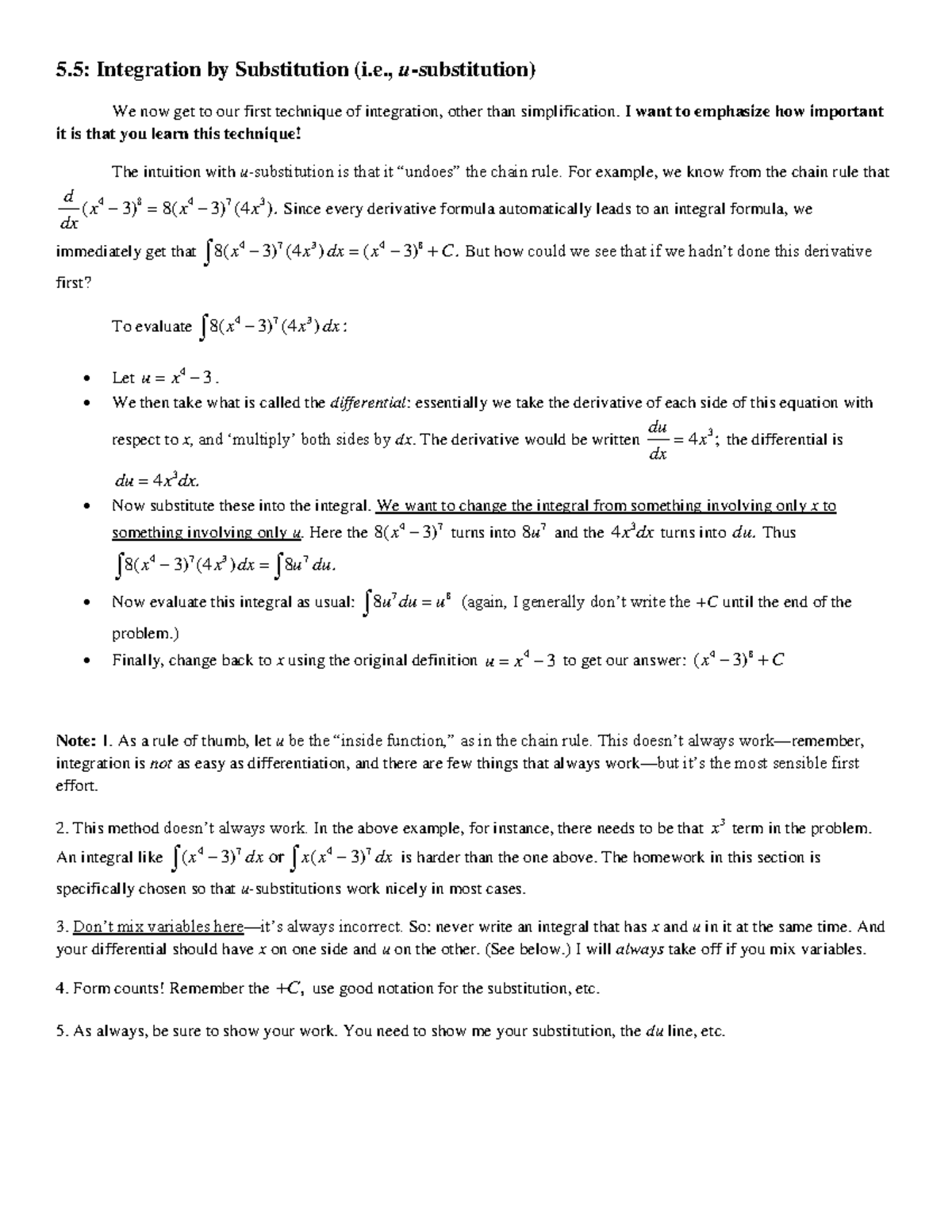 Integration Substitution - Studocu