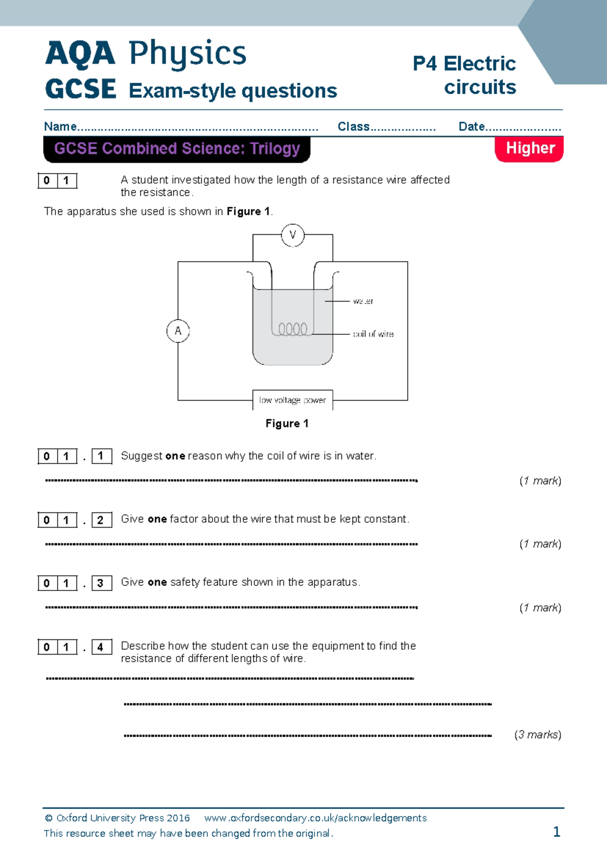 Oxo aqa16 p4cs xq02 xxaann - Exam-style questions circuits - Studocu