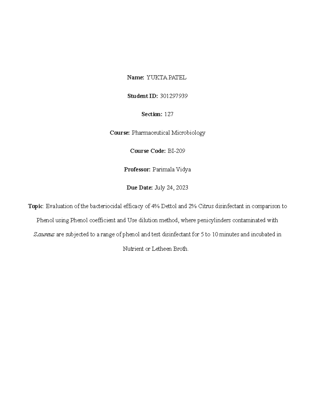 Lab 4 Semi Formal Report - Name: YUKTA PATEL Student ID: 301297939 ...