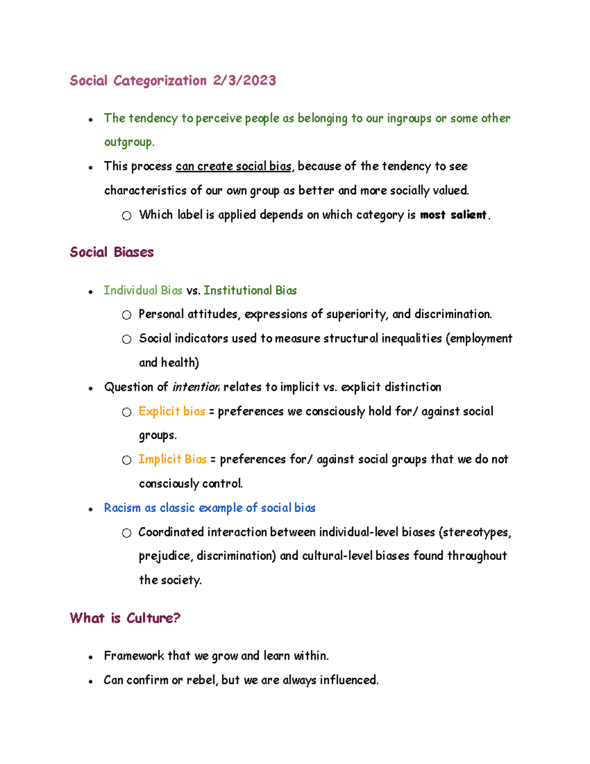 Social Categorization 2 3 2023 - Social Categorization 2/3/ The ...