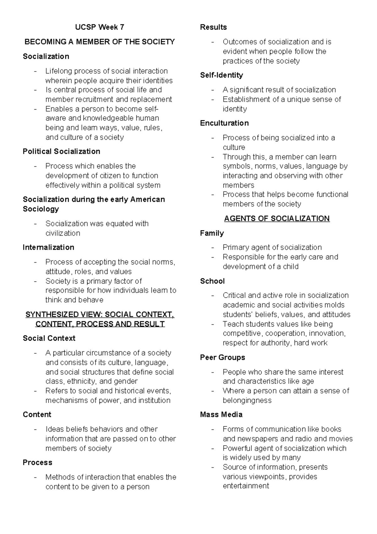 UCSP-Week-7 - None - UCSP Week 7 BECOMING A MEMBER OF THE SOCIETY ...