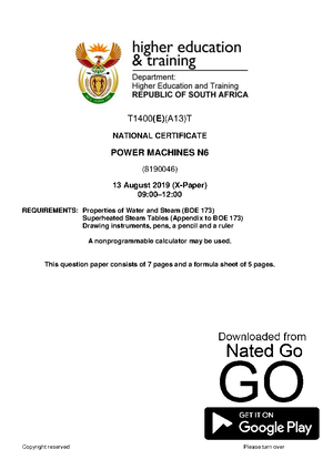 Power Machines 2013 - q and memo - Studocu