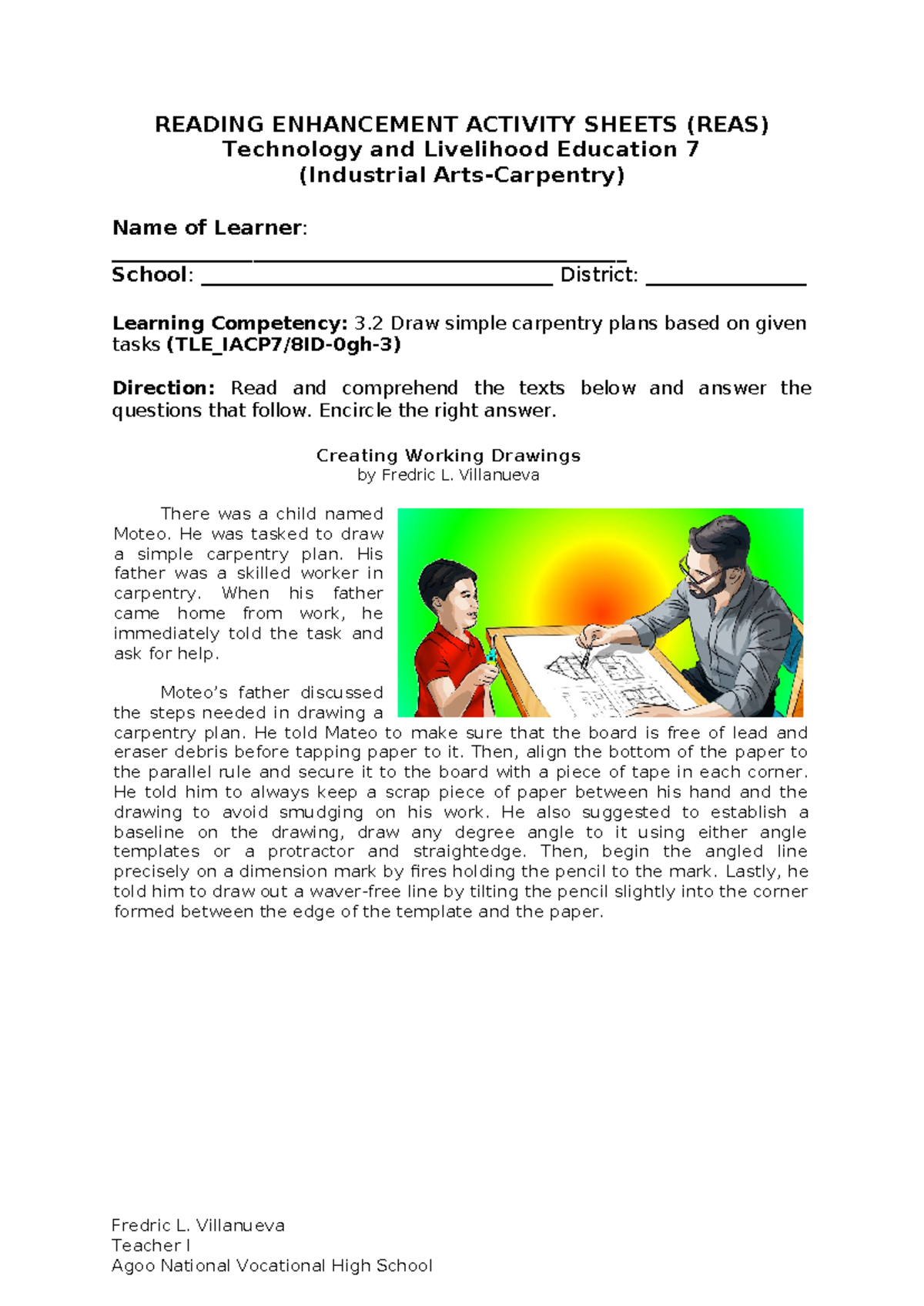 3.2 Draw simple carpentry plans based on given tasks (TLE IACP78ID-0gh ...