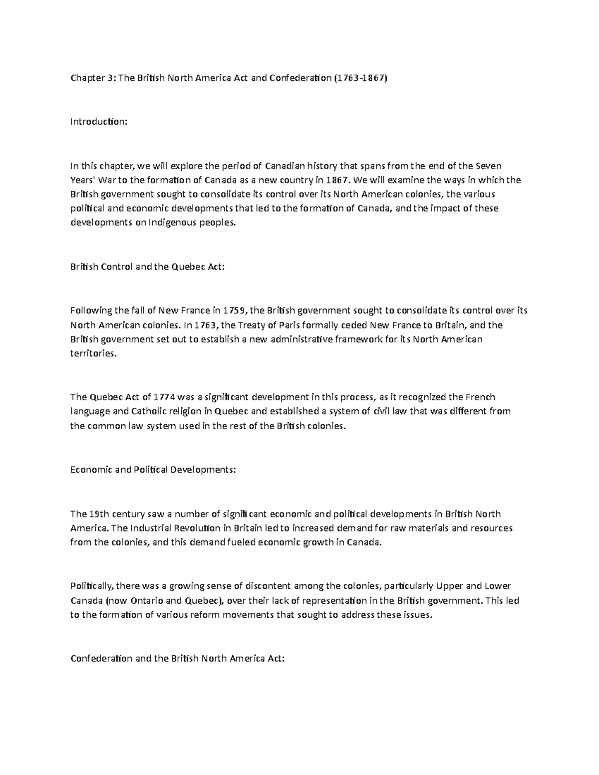 3 Canadian History to 1867 HIST1121 - Chapter 3: The British North ...