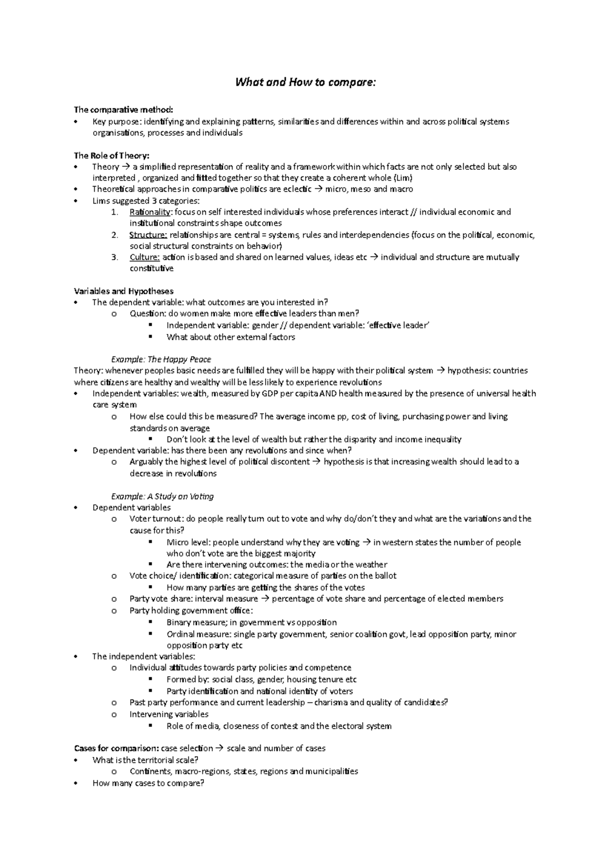 Lecture 2 - What and How to compare: The comparative method: Key ...