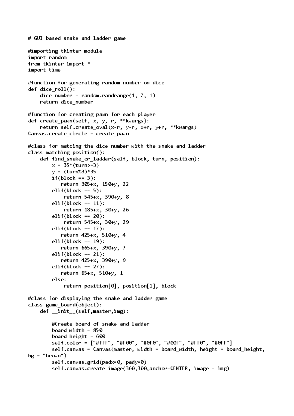Mini Project DSA - fai - GUI based snake and ladder game #importing ...