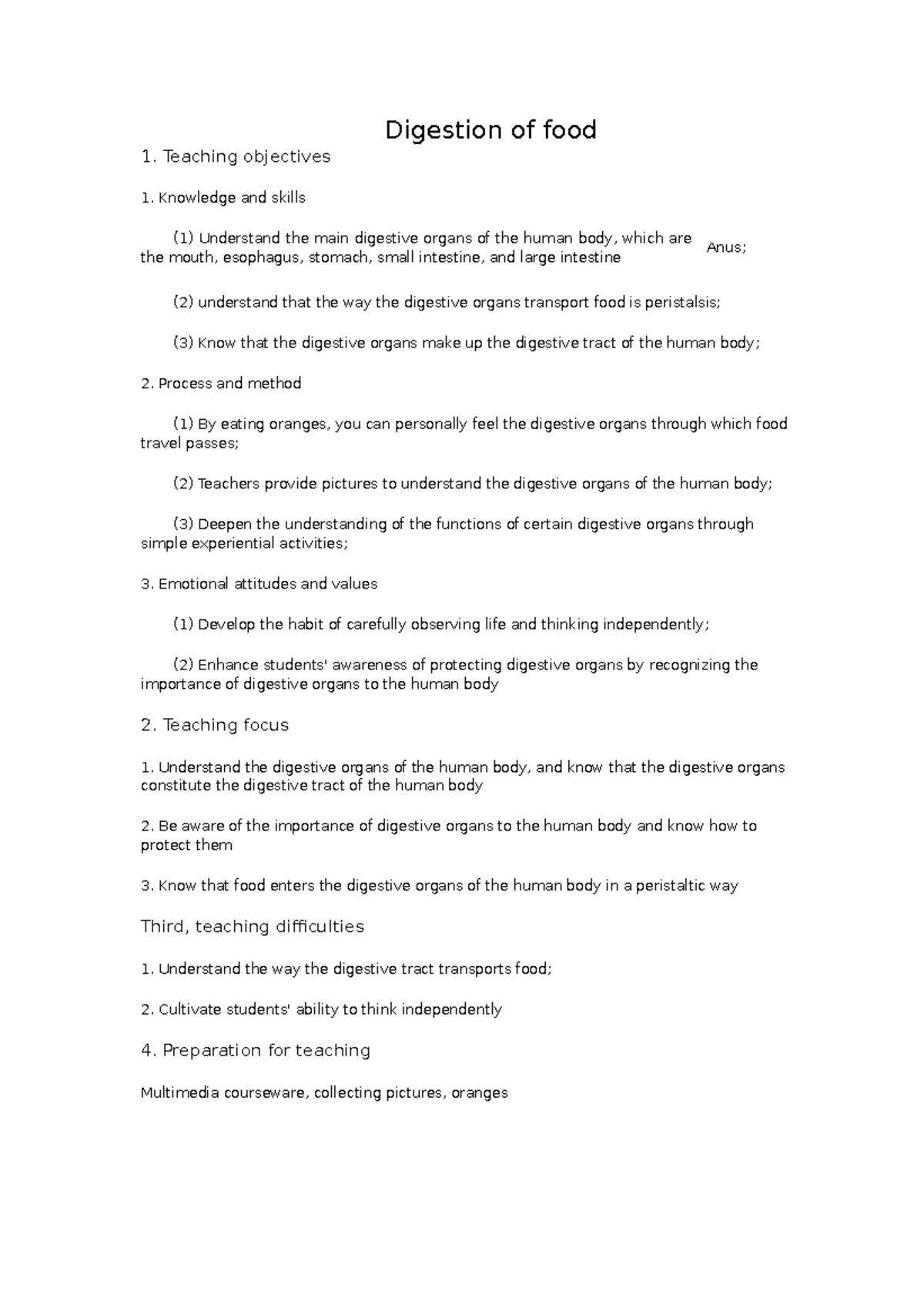 Digestion of food NUTR101 - Digestion of food 1. Teaching objectives ...