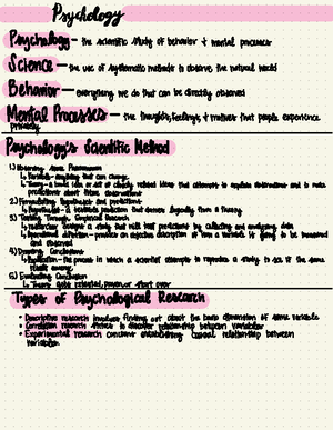 Psych Ch. 2 - This is a summary of what we had to do in the class - The ...