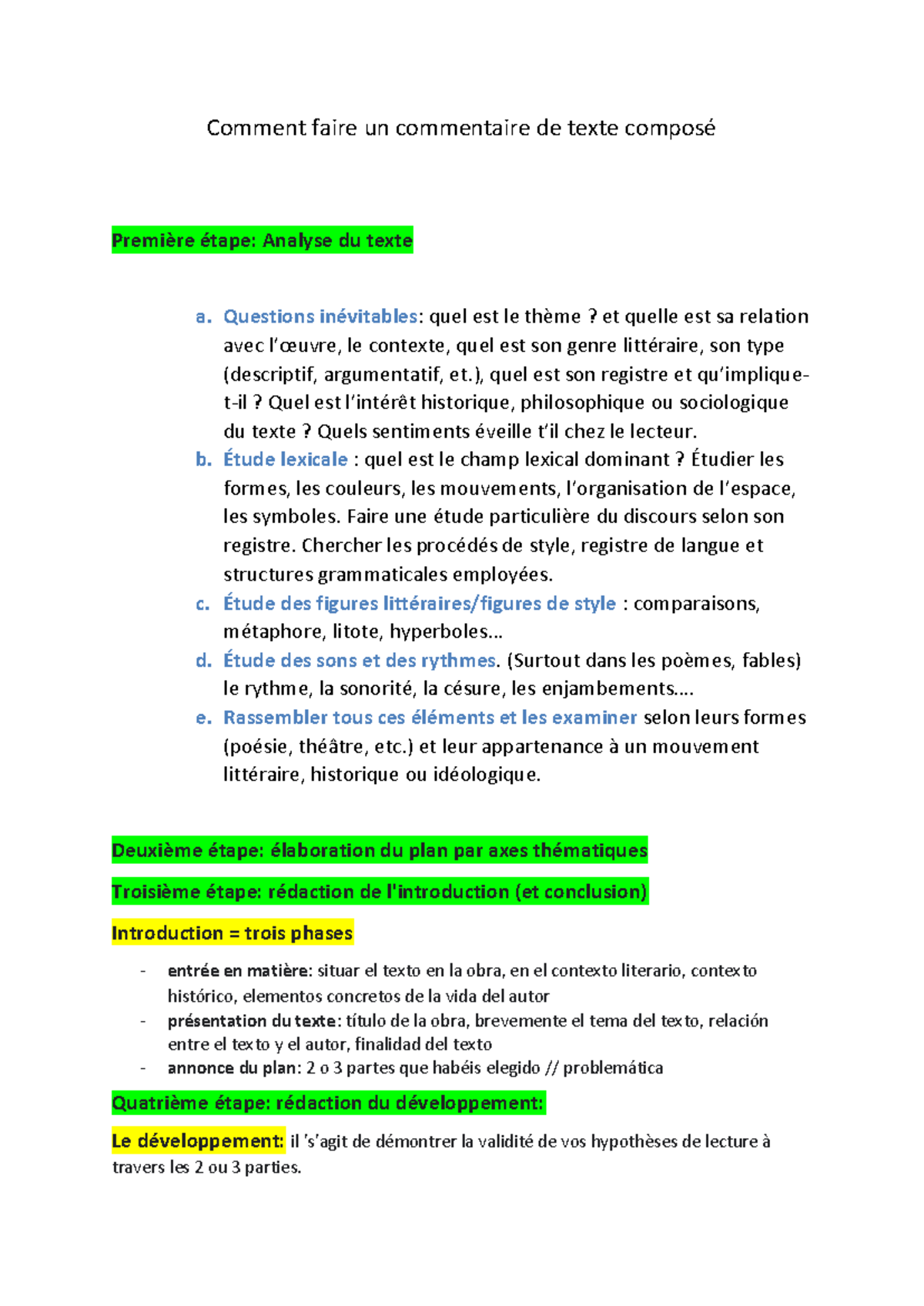 Comment faire un commentaire de texte - Questions inévitables: quel est ...