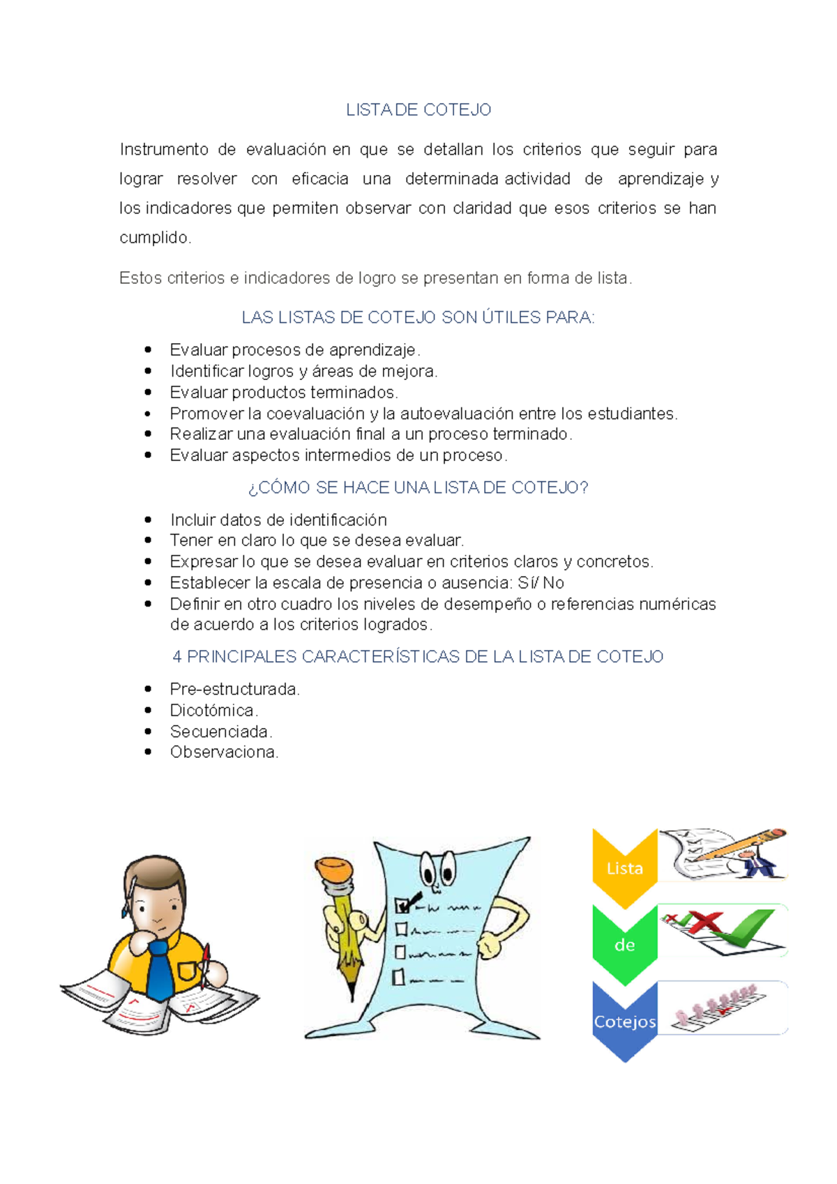 Triptico Lista DE Cotejo - LISTA DE COTEJO Instrumento de evaluación en ...