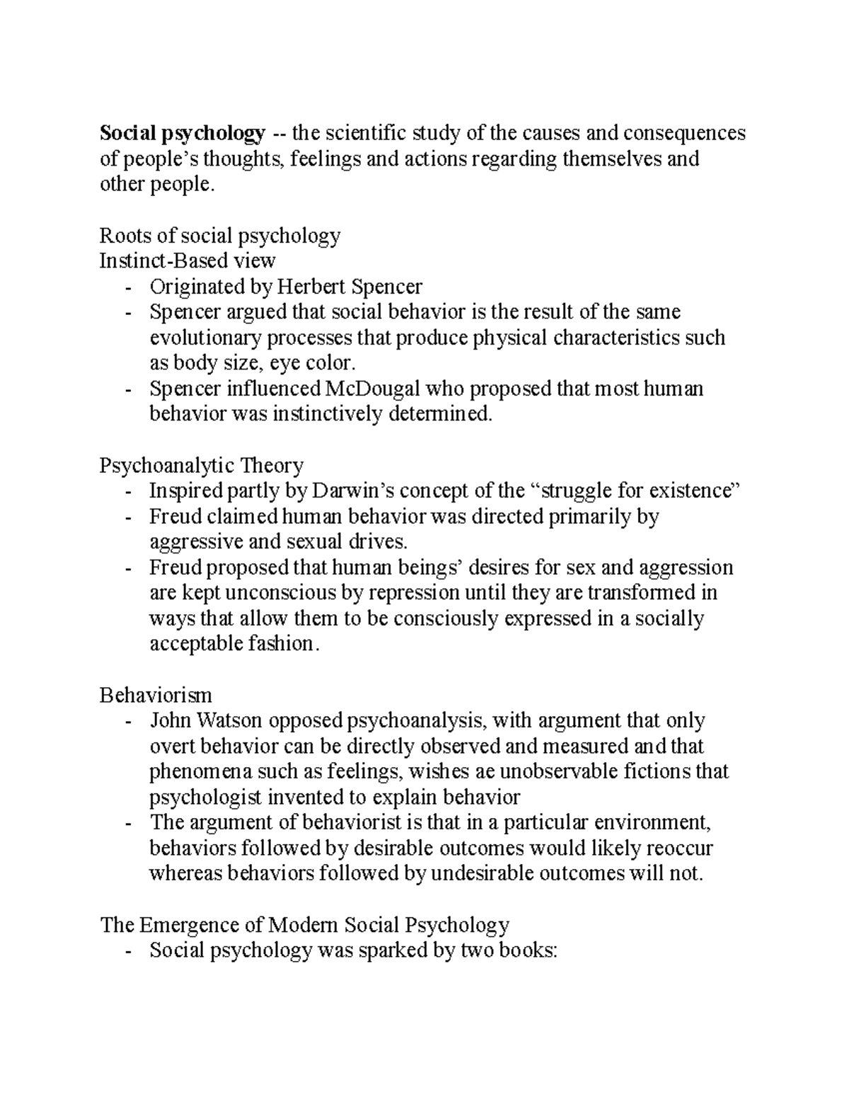 PYSC 228 Chapter 1 - notes - Social psychology - the scientific study ...
