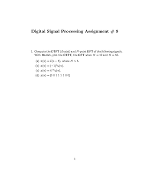 Assignment 5 - Questions - Digital Signal Processing Assignment # 5 Find the inverse Z ...