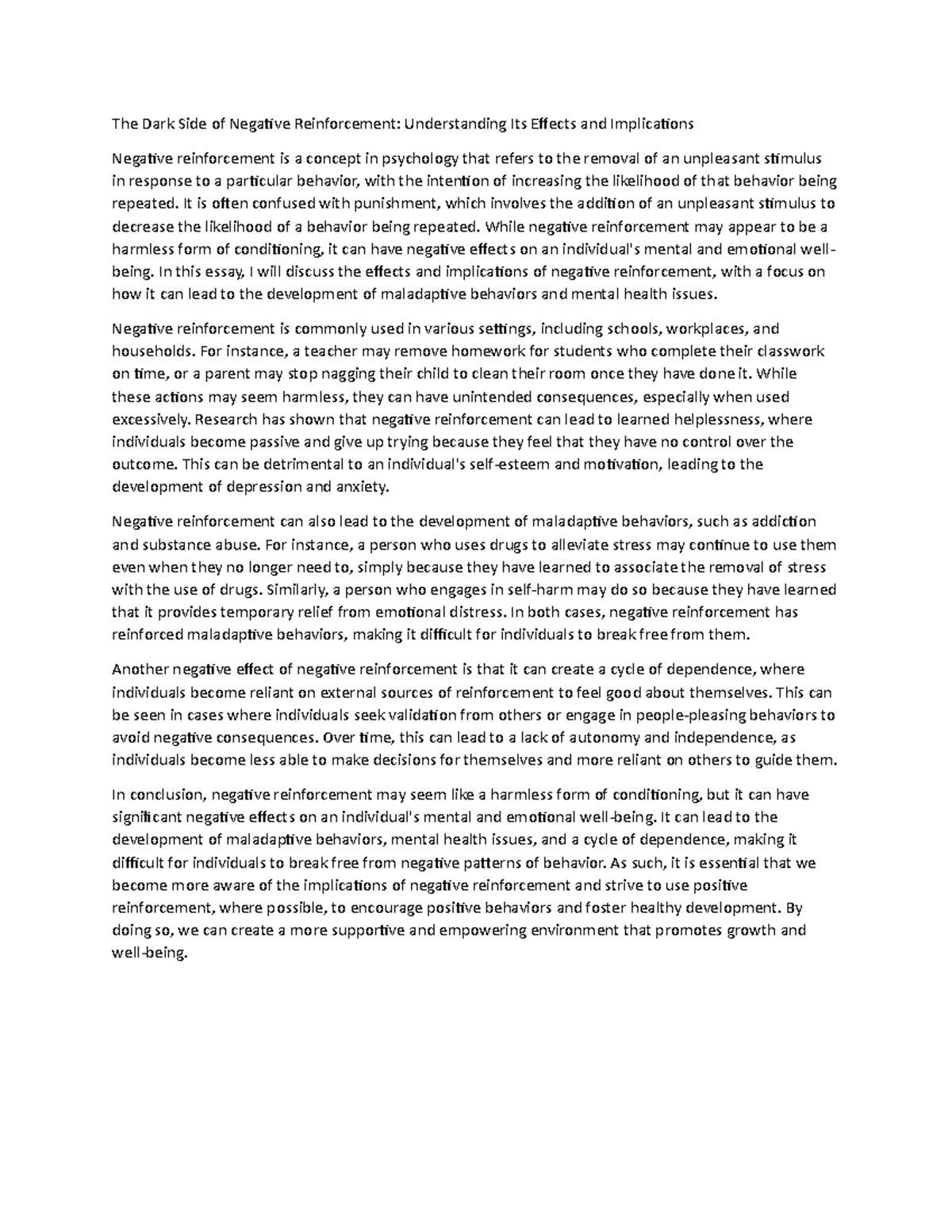 The Dark Side of Negative Reinforcement - It is often confused with ...