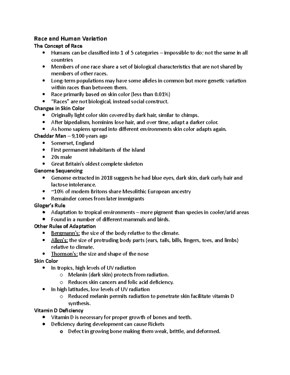 Race and Human Variation - Long-term populations may have some alleles ...