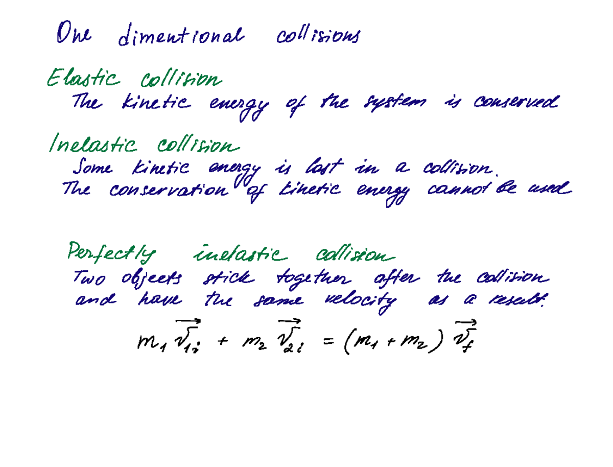 Problems solved in class (linear momentum and collisions) - ####### One ...