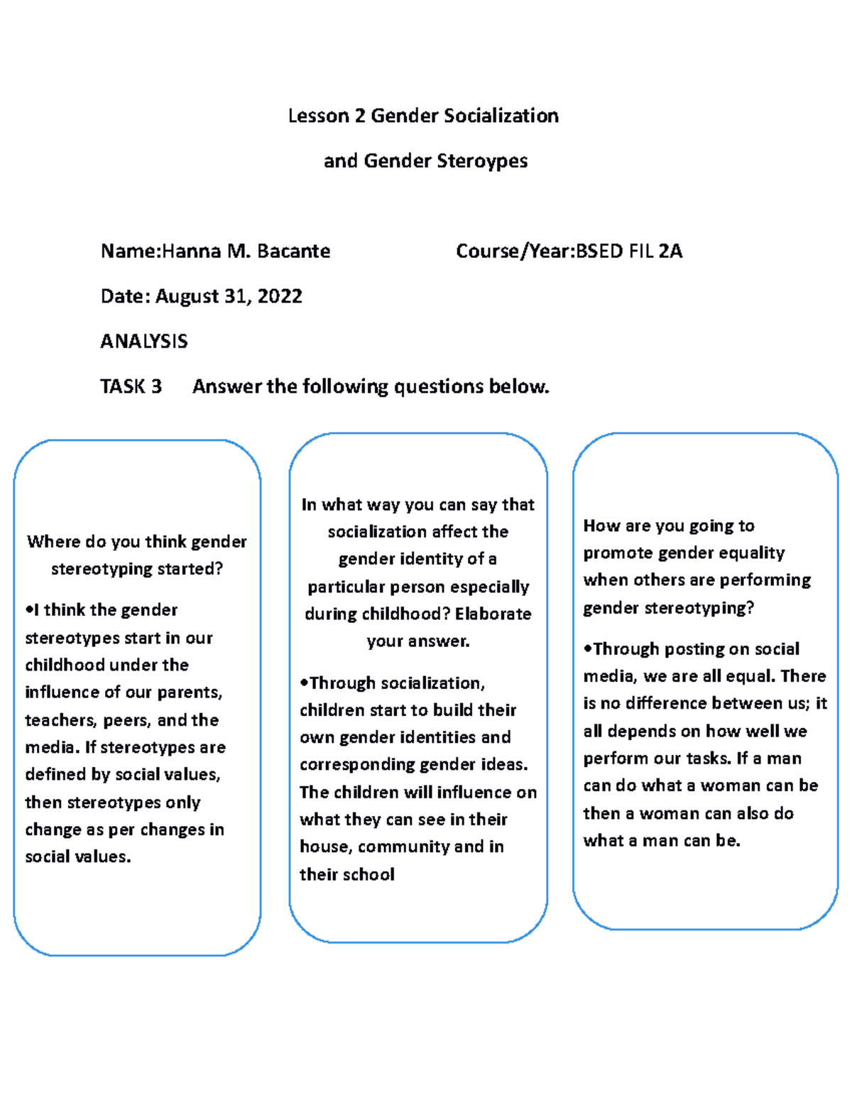 Lesson 2 Gender-WPS Office - Lesson 2 Gender Socialization and Gender ...