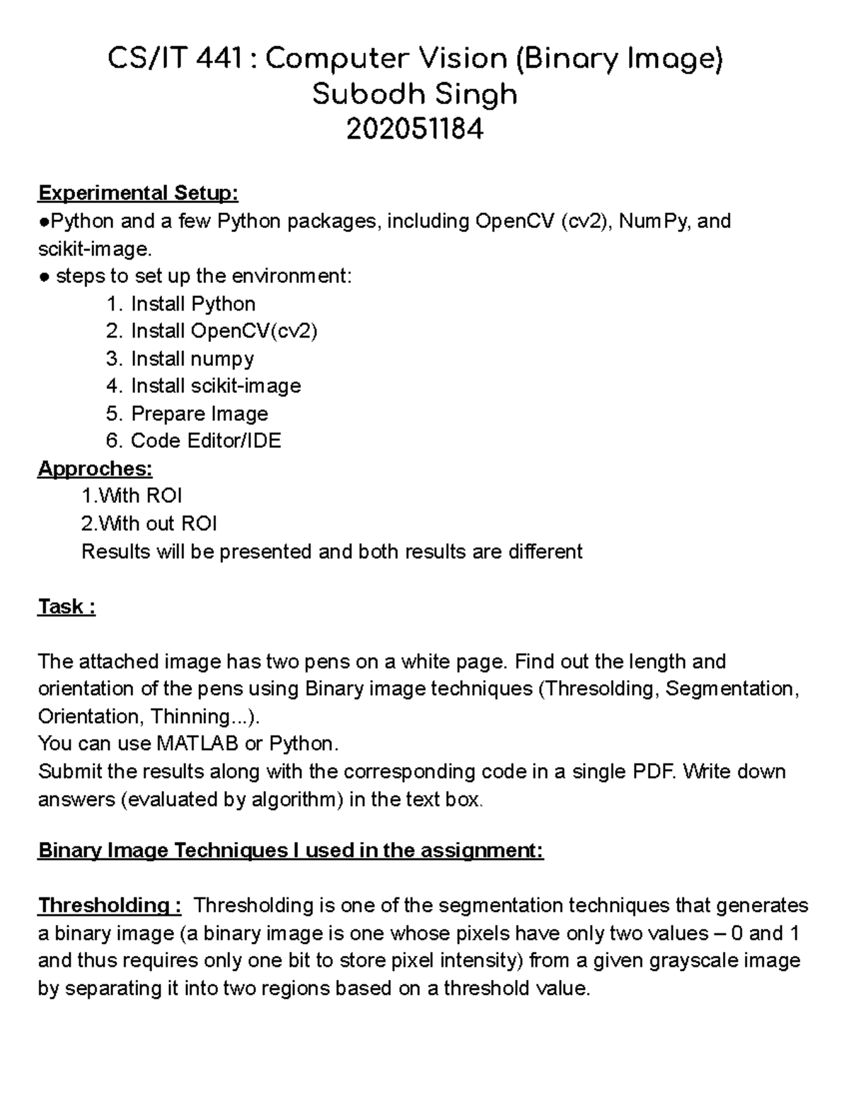 Object Length and Orientation Detection Using Image Processing - CS/IT ...