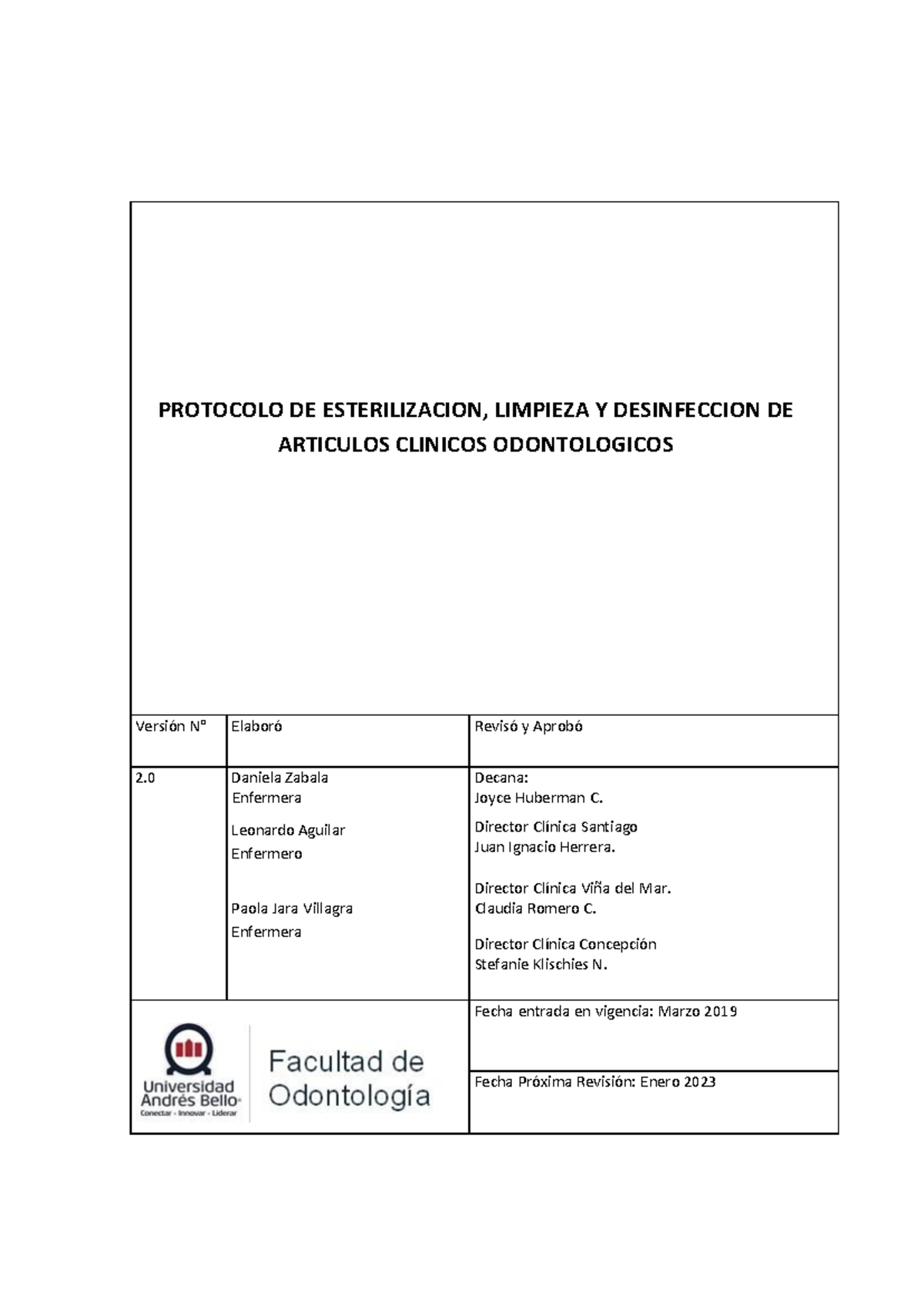 Protocolo de esterilizacion limpieza y desinfeccion de articulos clinicos odontologicos ...