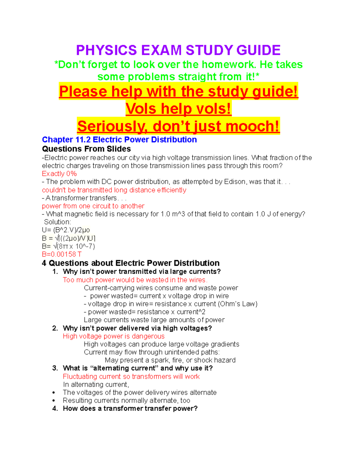 Physics Exam Study Guide - PHYSICS EXAM STUDY GUIDE *Don’t forget to ...