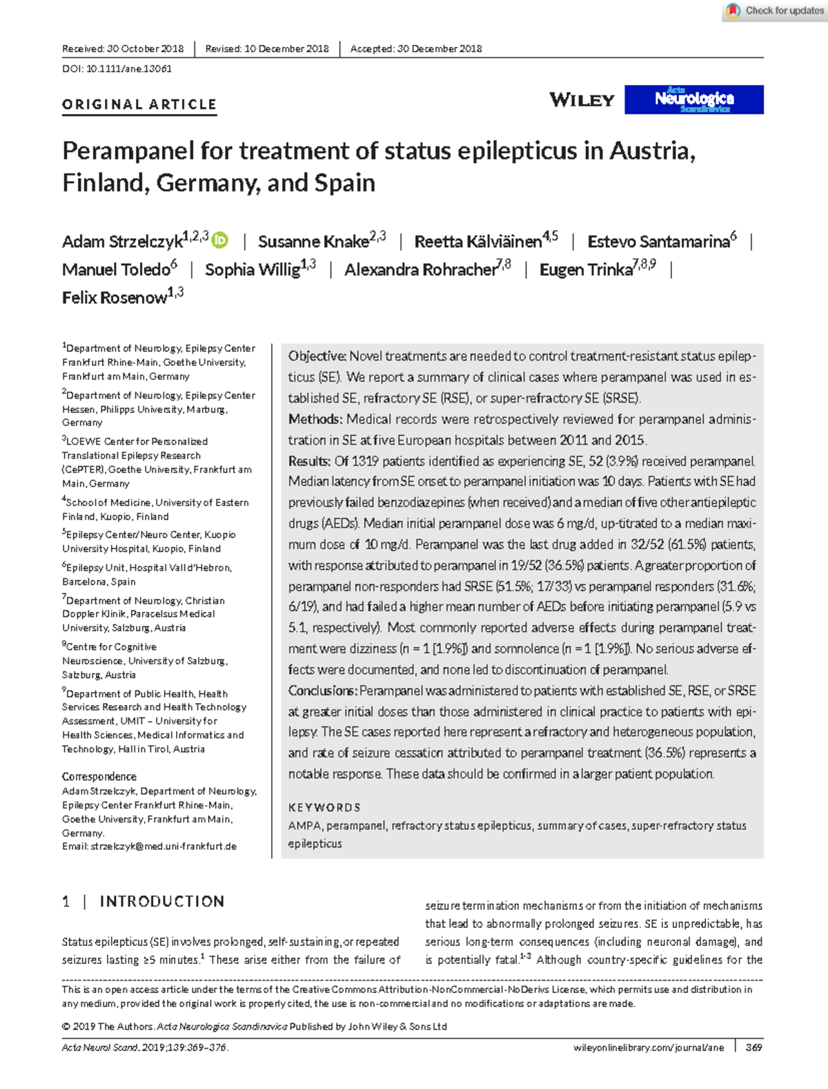 Estatus y perampane pepa - Acta Neurol Scand. 2019;139:369–376 ...