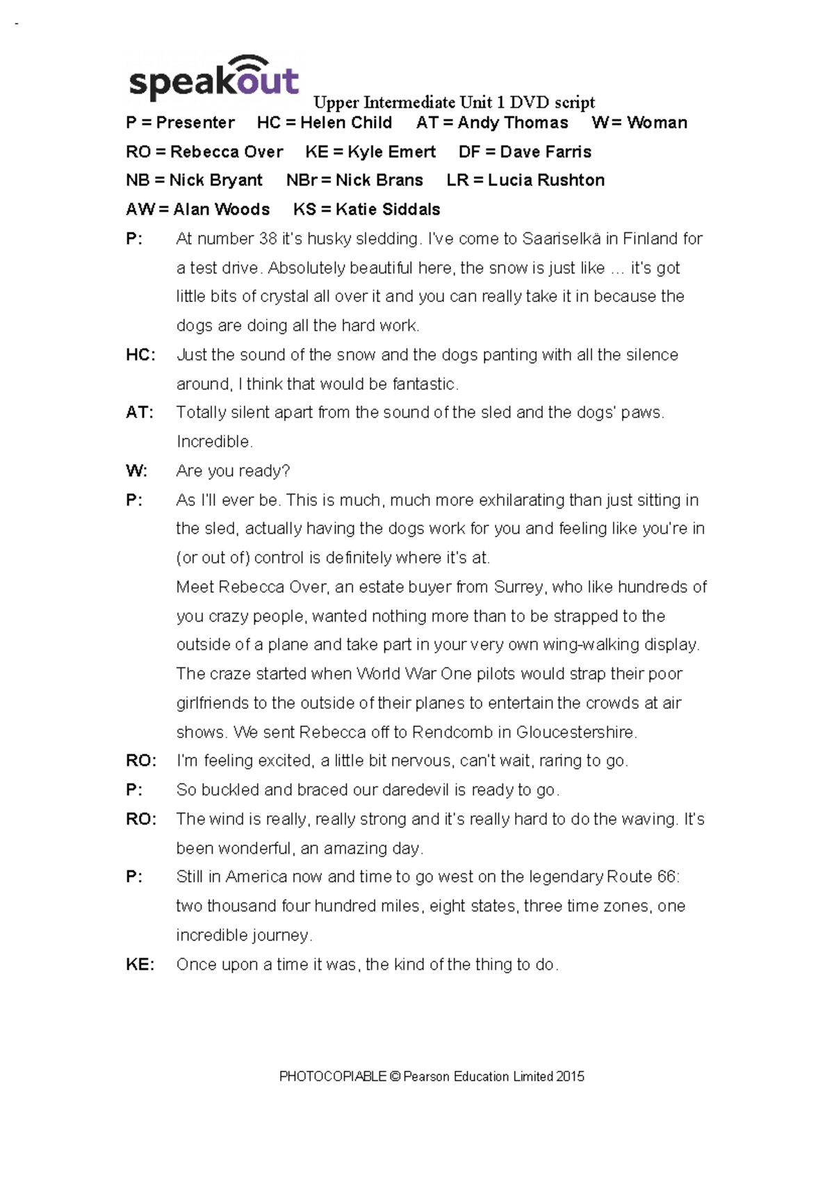 413 11- Speakout Upper-Intermediate 2nd. BBC DVD scripts - Upper ...