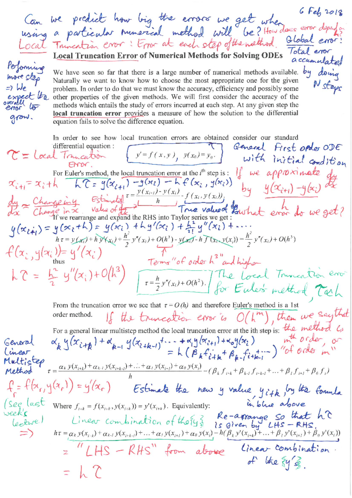Ma5000 Annotated Notes On Calculating Local Truncation Errors 6 Feb