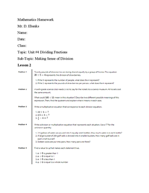 6th Grade Unit 4 Lesson 1 Work - Mathematics - Mathematics Homework Mr ...