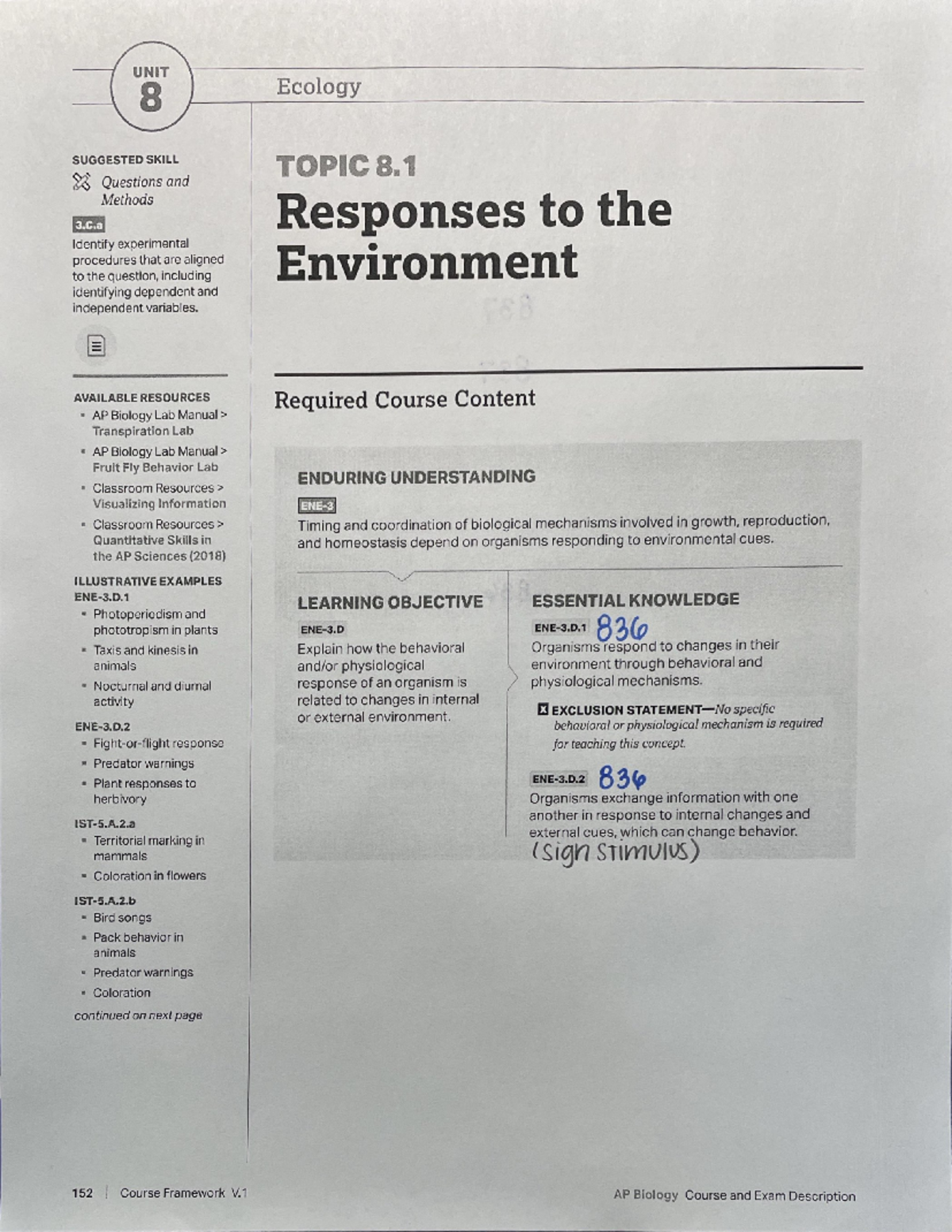 Ecology self study page numbering ced packet - UNIT 8 Ecology SUGGESTED ...