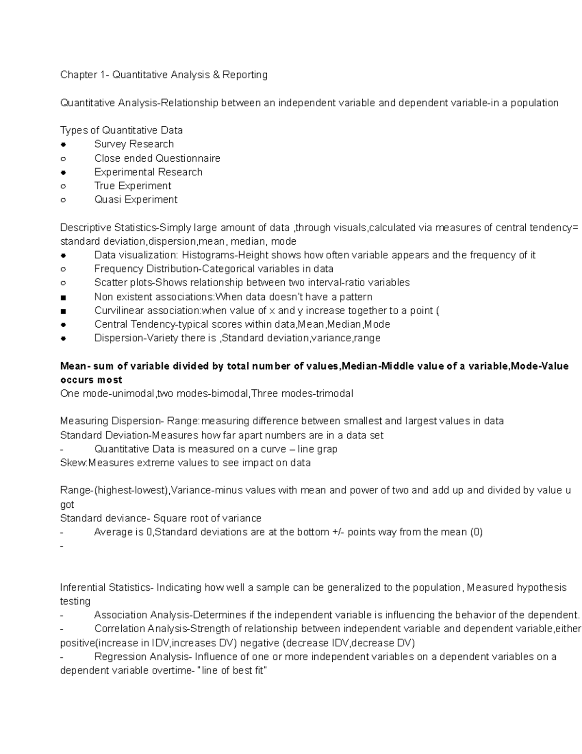 SOCI prep - notes - Chapter 1- Quantitative Analysis & Reporting ...