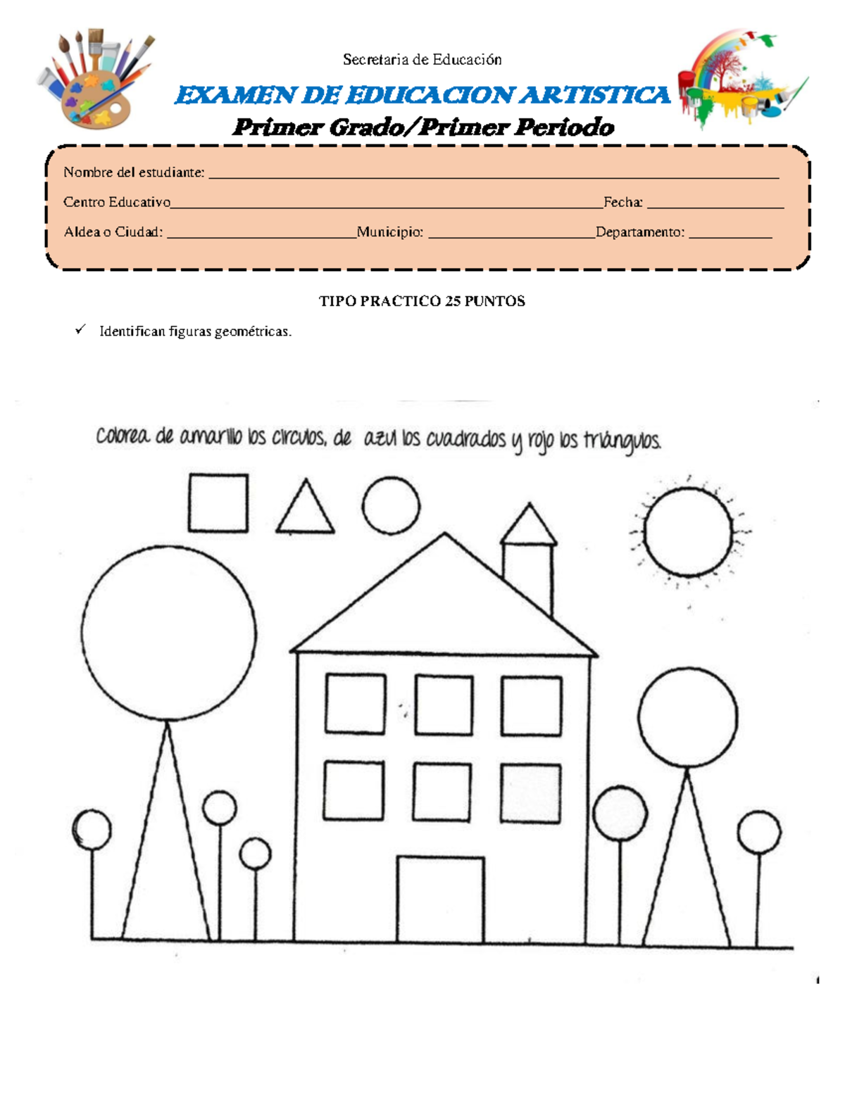 Examen Artistica 1 Grado - EXAMEN DE EDUCACION ARTISTICA Primer Grado ...