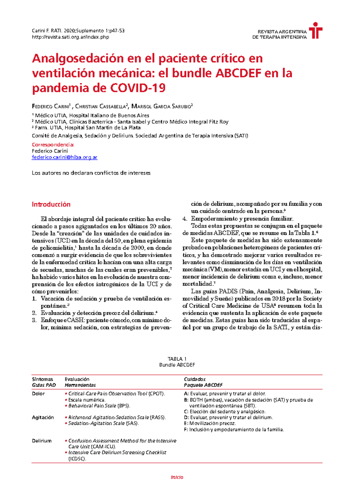 Bundle Abcdef Covid - Respiratorio - ción de delirium, acompañado por ...