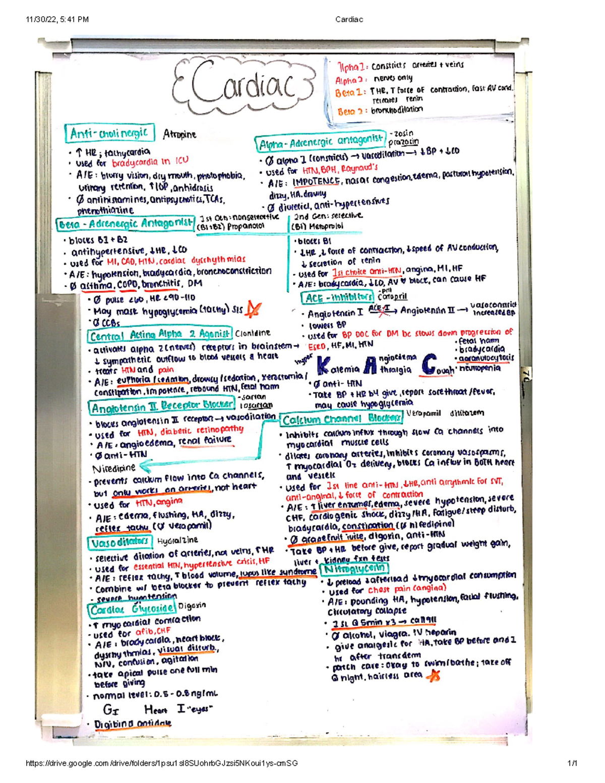 Cardiac - Pharm notes - PHT 104 - 11/30/22, 5:41 PM Cardiac - Studocu