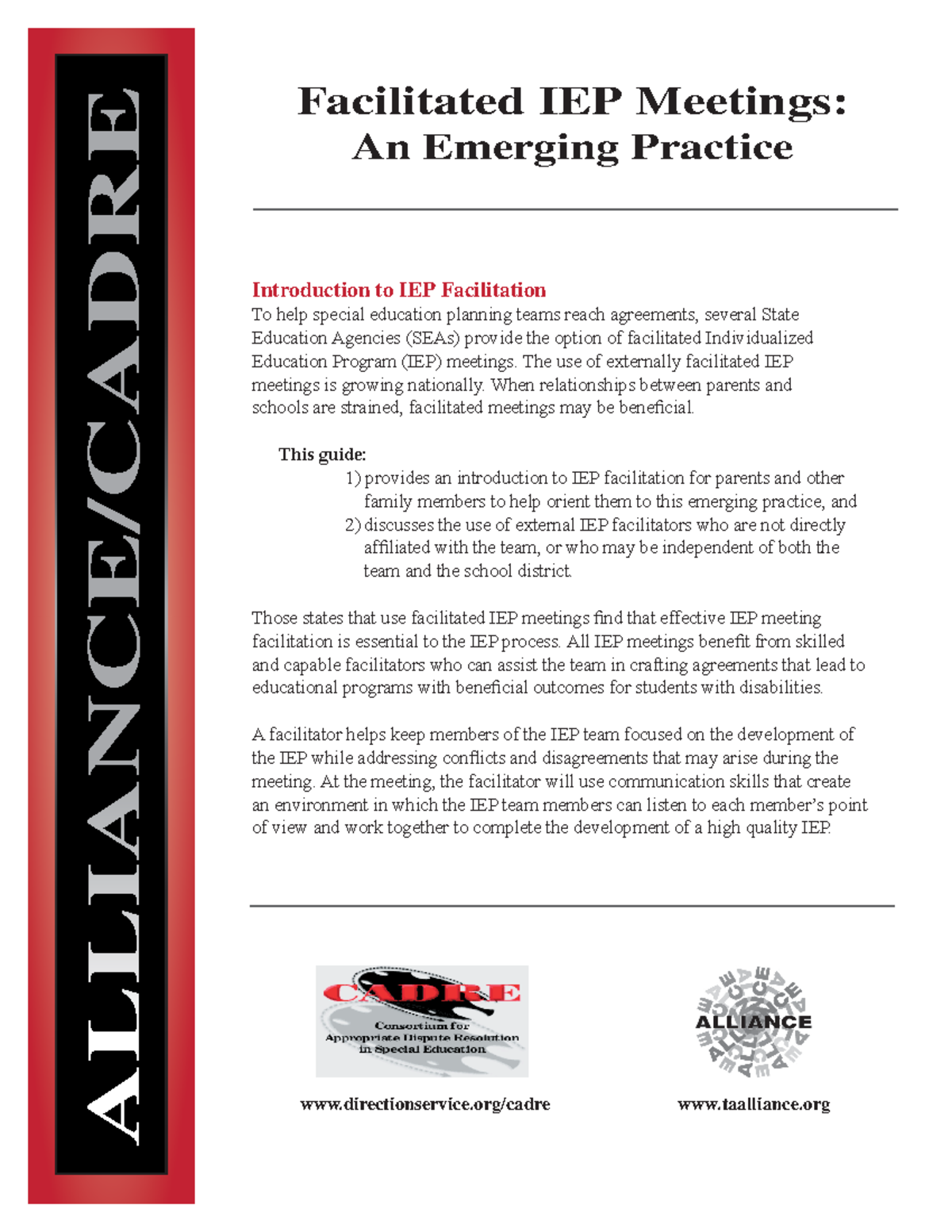 IEP Meeting INFO - Facilitated IEP Meetings: An Emerging Practice ...