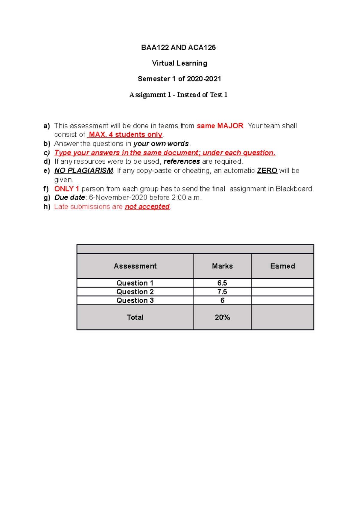 Assignment One Test One 2019 1045 - Abstract Algebra - UOB - Studocu