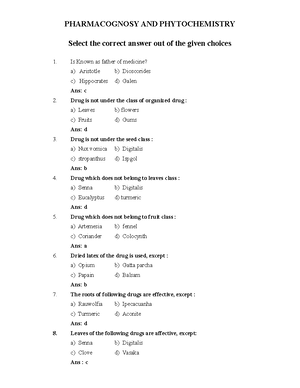 MCQs (Resins) - nill - RESINS Select the correct answer out of the ...