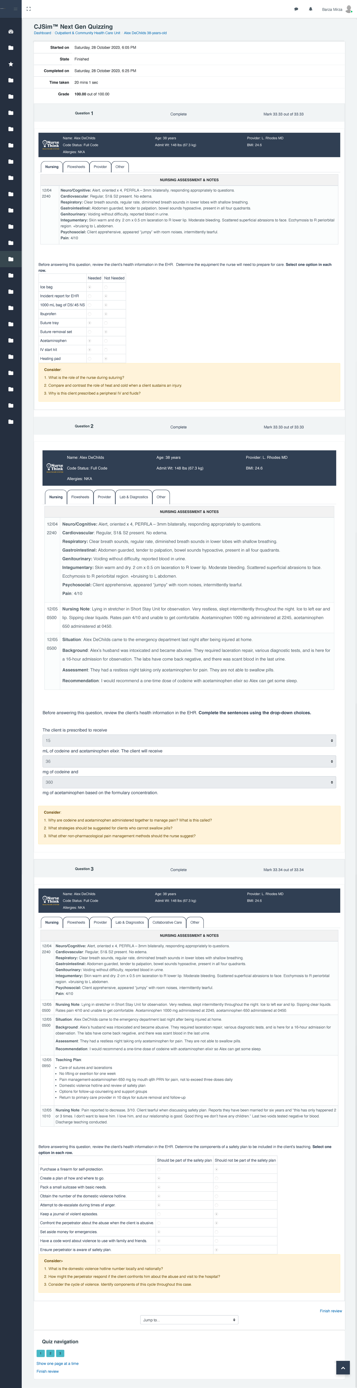 Alex De Childs 38-years-old: Attempt review - Finish review Started on Saturday, 28 October 2023 ...