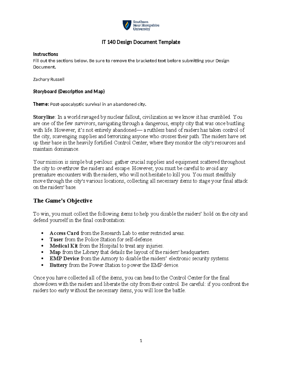 IT 140 5-3 Project One Zachary Russell - IT 140 Design Document ...