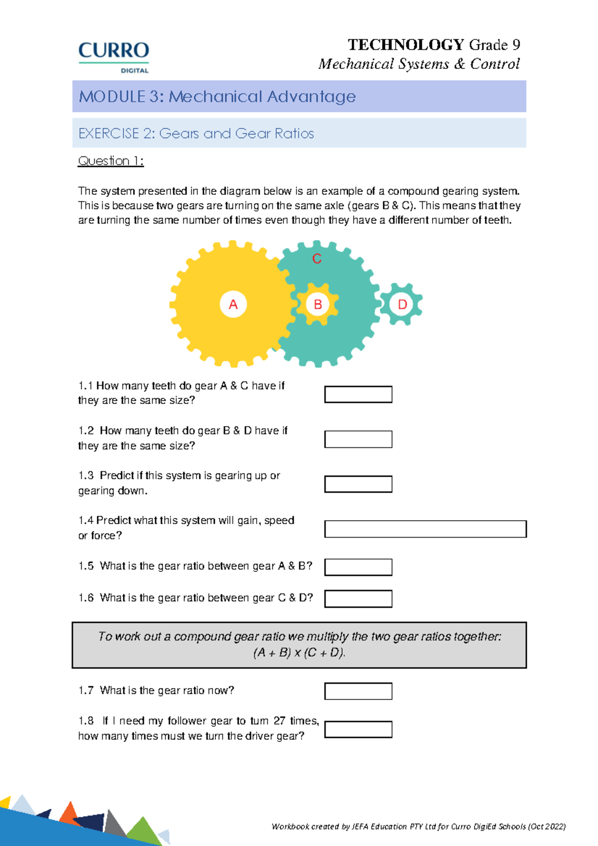 1. EX2 Gear ratios - TECHNOLOGY Grade 9 Mechanical Systems & Control ...