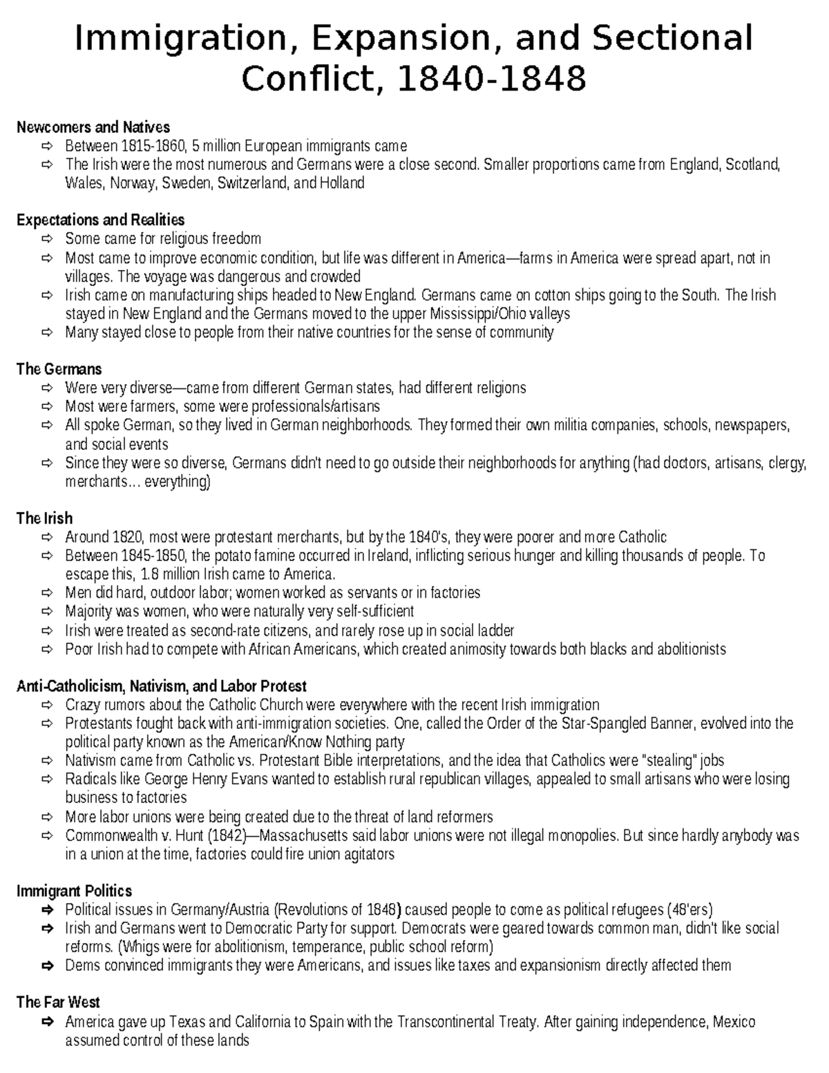 Chapter 13 - good info - Immigration, Expansion, and Sectional Conflict ...