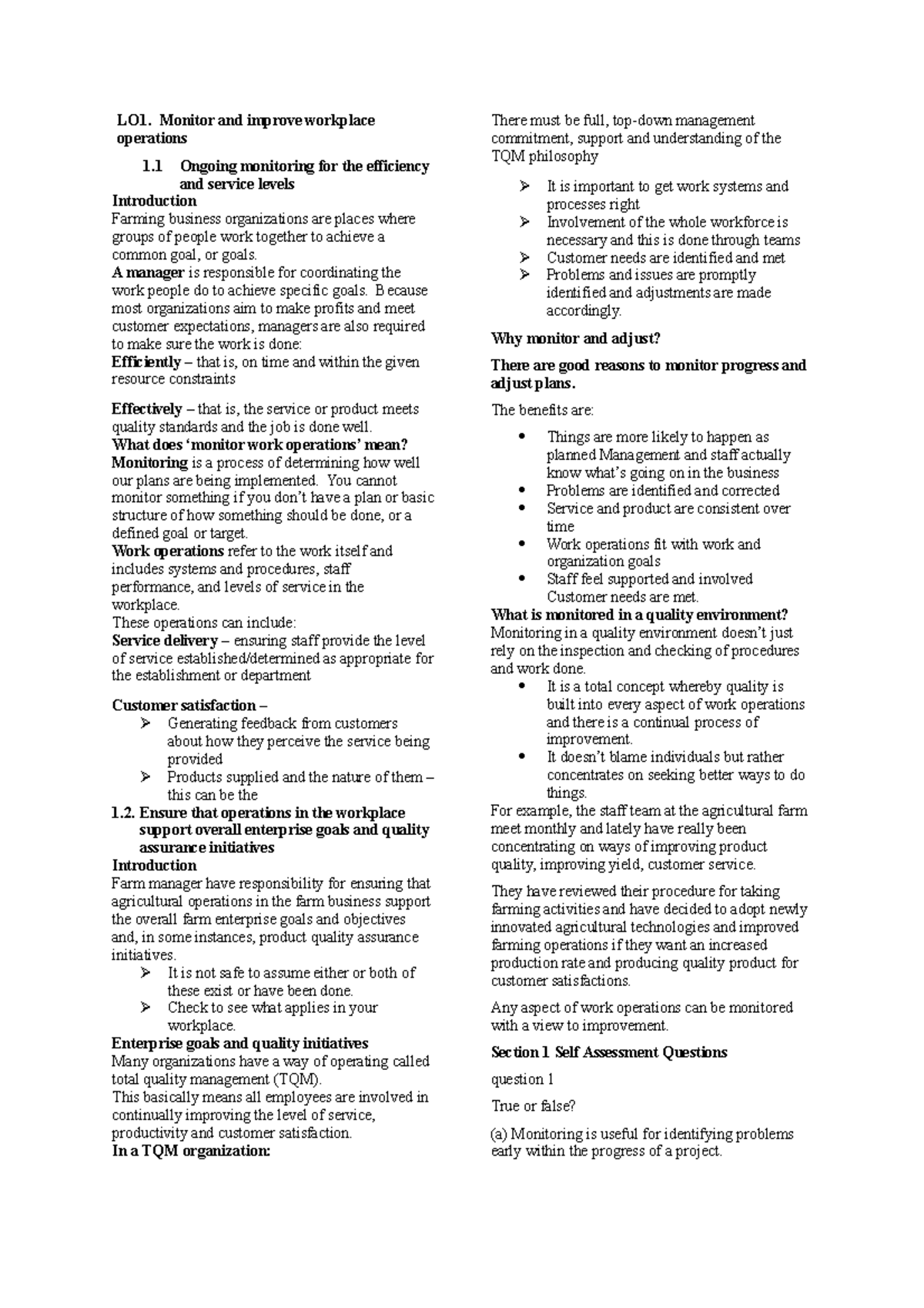 Monitor the implementation of work plan - 2nd revision - LO1. Monitor ...