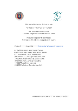 producto integrador de aprendizaje de alimentacion institucional faspyn ...