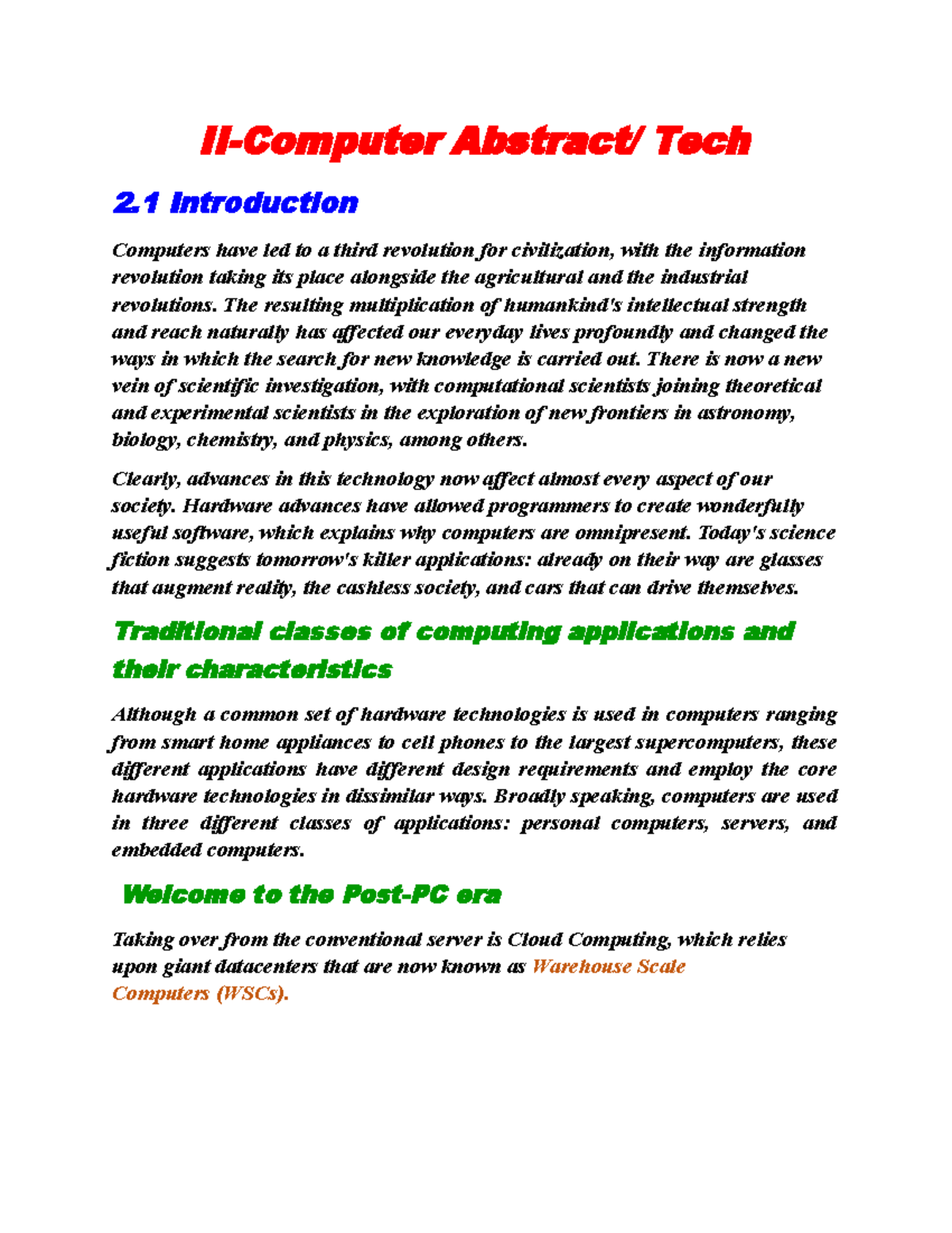 Computer Achitecture C952 Module II - II-Computer Abstract/ Tech 2 ...