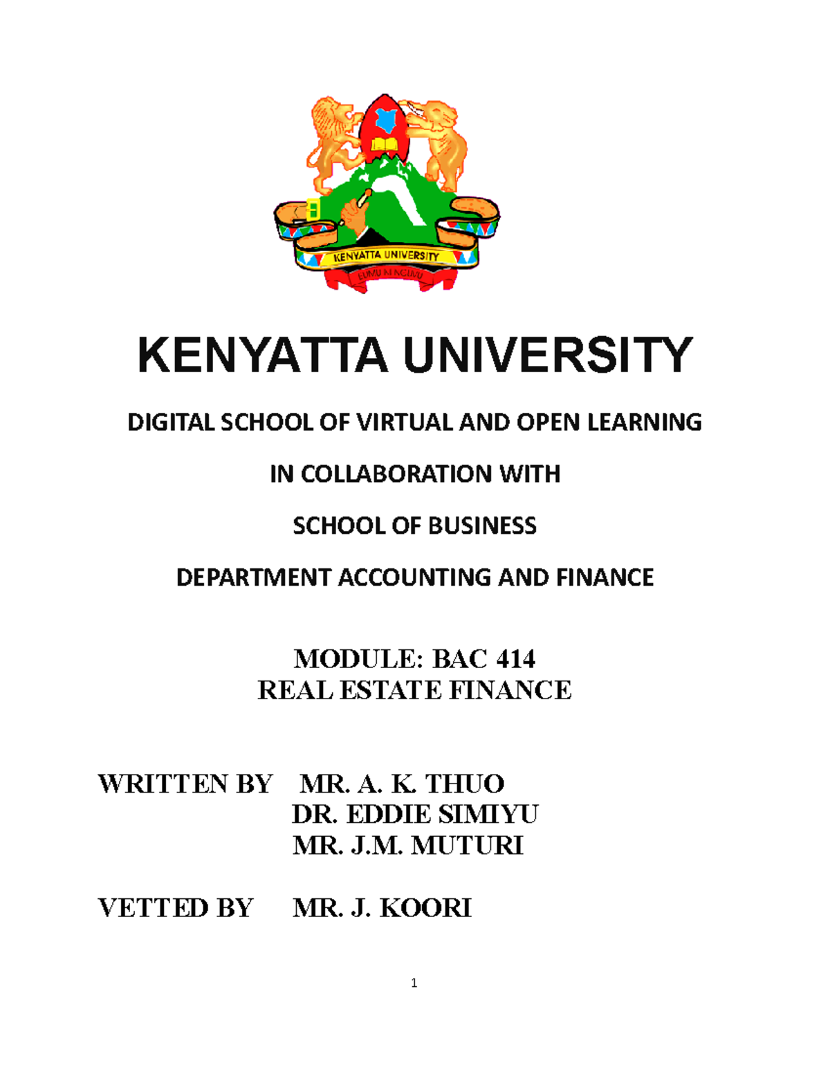 BAC 414 Module-2-1 - KENYATTA UNIVERSITY DIGITAL SCHOOL OF VIRTUAL AND OPEN LEARNING IN - Studocu