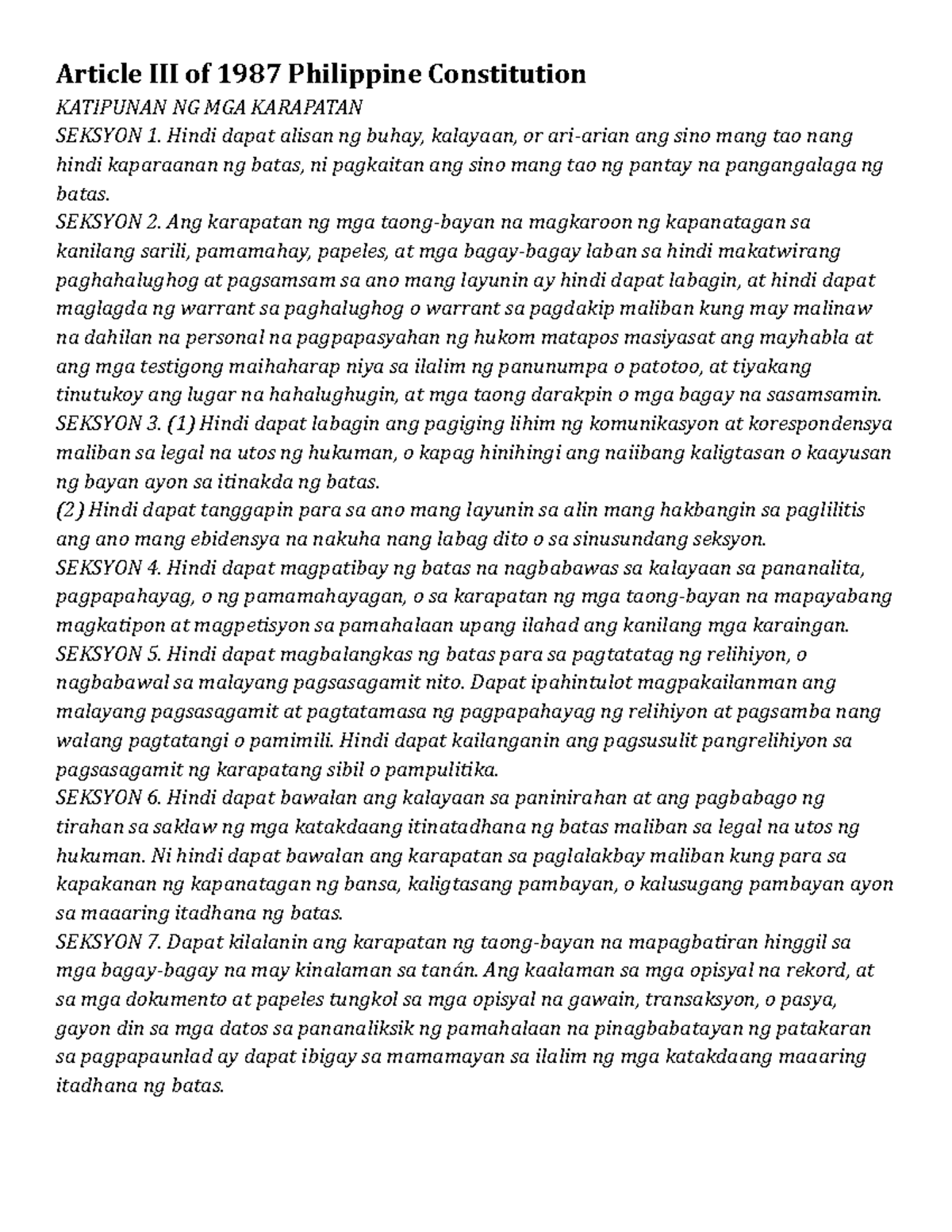 Article-III-of-1987-Philippine-Constitution - Article III of 1987 ...