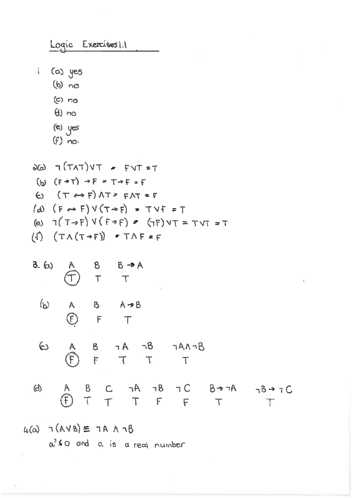 Logic 1-1 Solutions - Logic Exercises 1 I (a) yes (b) no (c) no (d) no ...