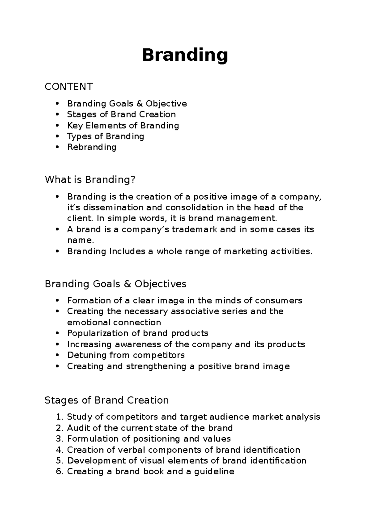 Branding & Brand Management Course - Branding CONTENT Branding Goals ...
