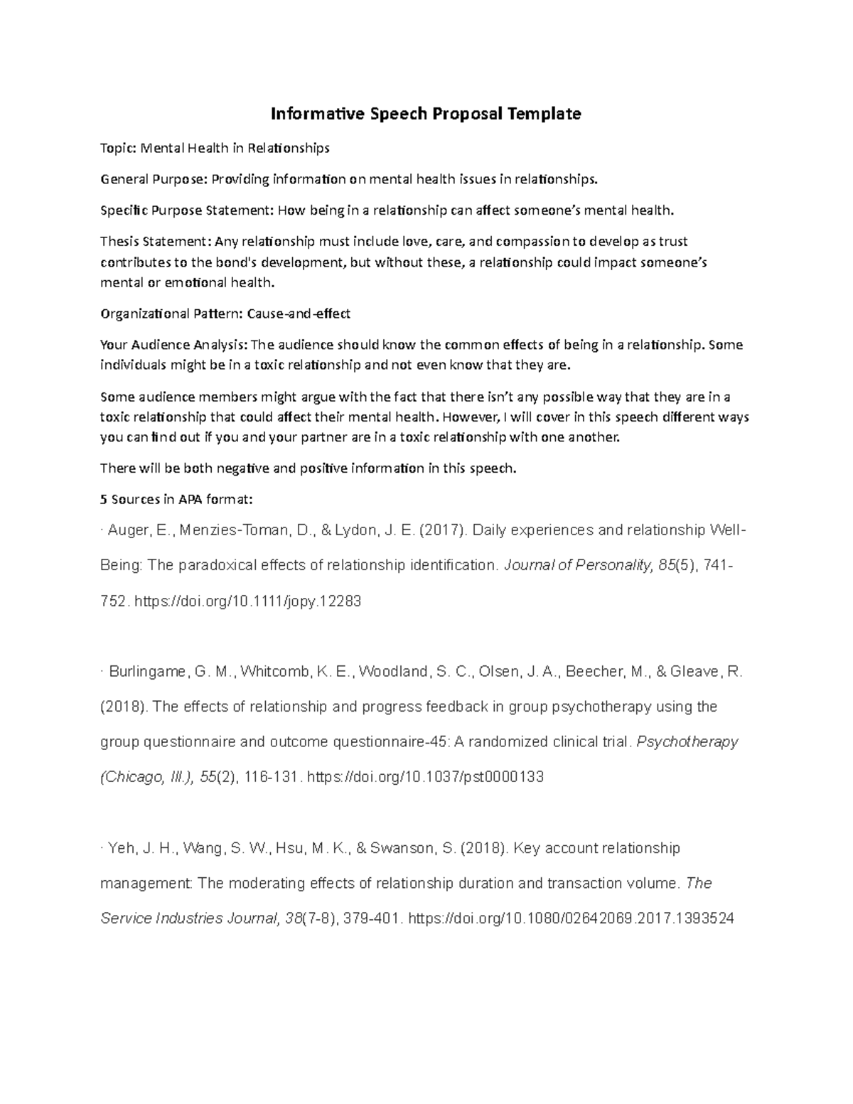 Informative Proposal Template 2022 - Informative Speech Proposal ...