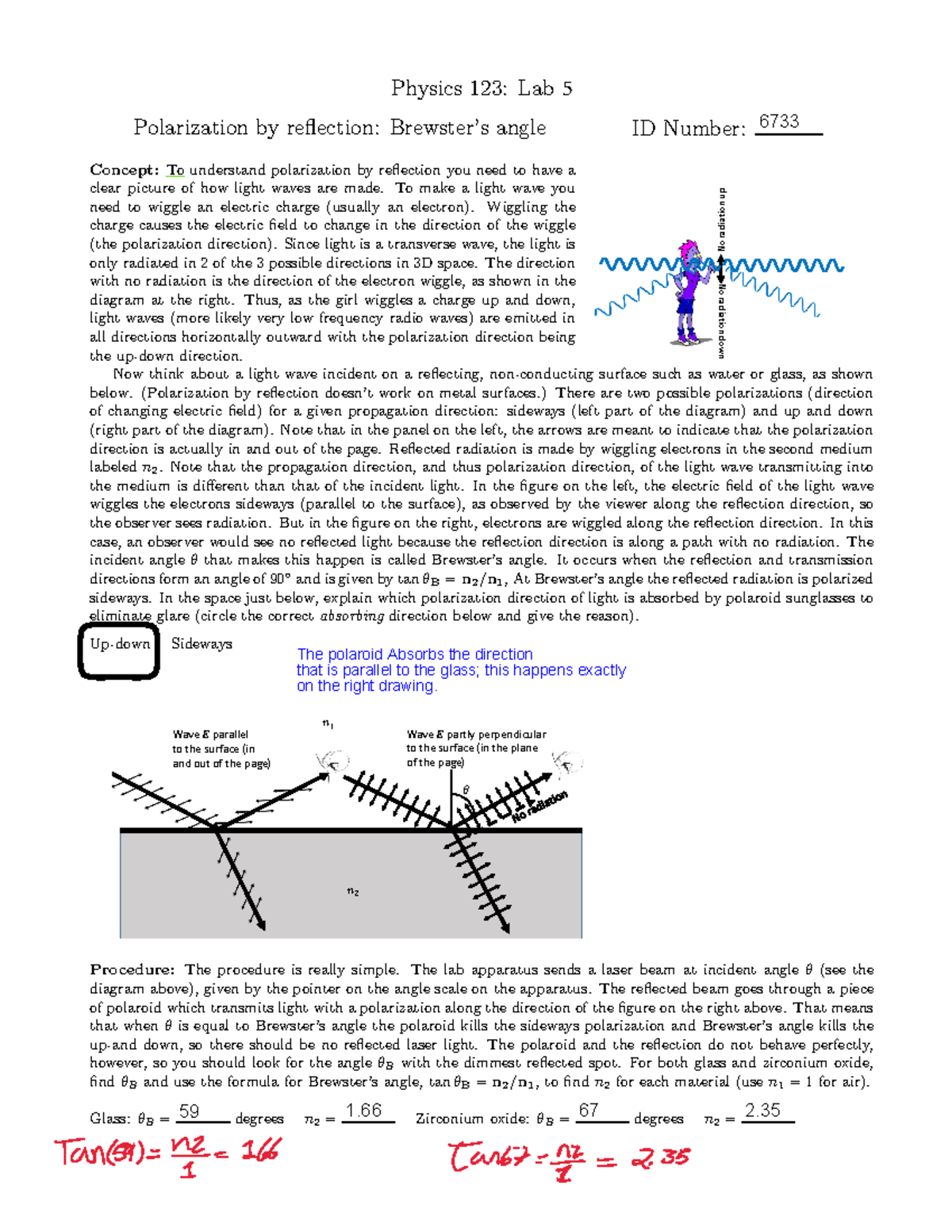 Polarization by reflection: Brewster’s angle-Lab5-Physics 123 - PHSCS ...